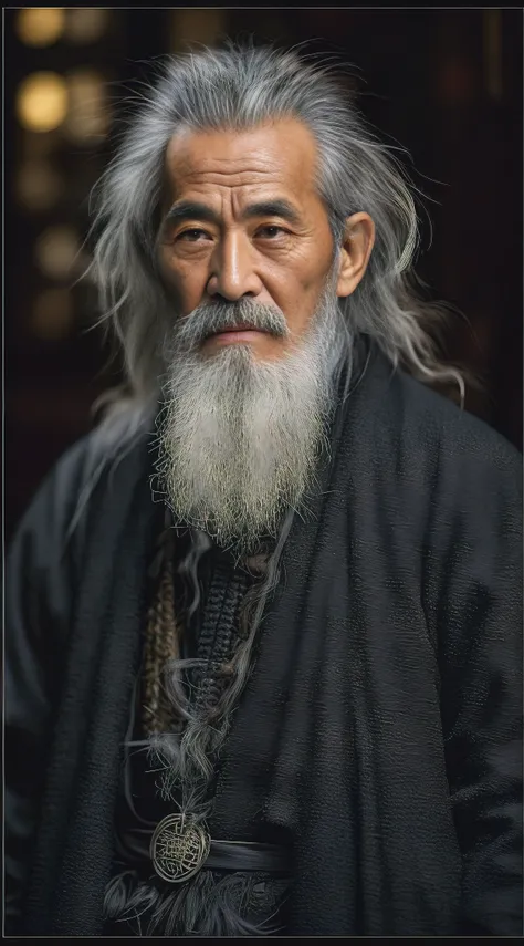 Arafed Man With A Long Beard And A White Beard Inspired By Wu Daozi