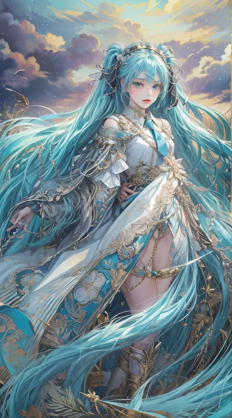 Absurdres masterpiece HDR high quality picture of Hatsune Miku, detailed face, detailed hair ...