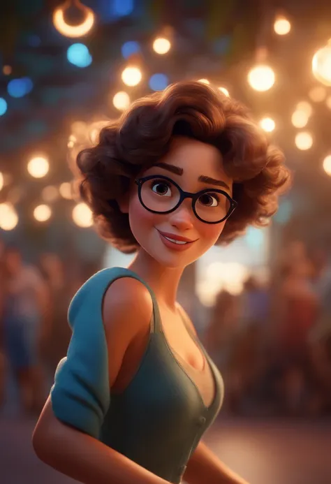 Pixar style image with 3D character white glasses brunette woman short ...