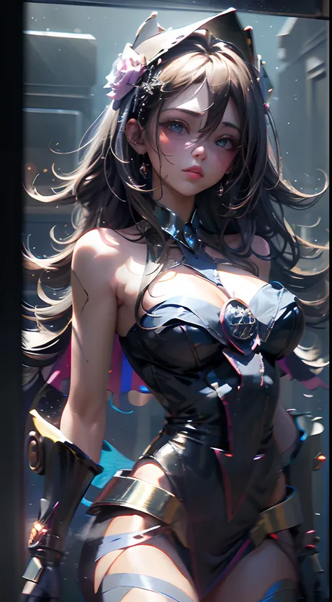 NSFW chica maga oscura, Cubierta de cristal, parte superior del cuerpo, Disparo lateral, Color ...