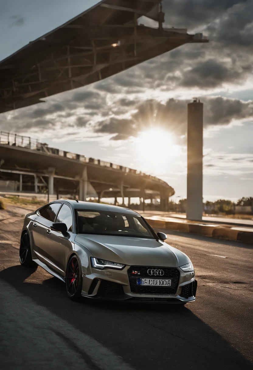 Audi rs6 coupe on the track at sunset - SeaArt AI