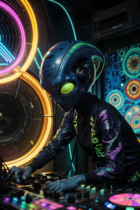 Papel de parede Alien gray DJ Psy Trance, ciborgue, Hiperealista, Stimulus to Art, cores ...