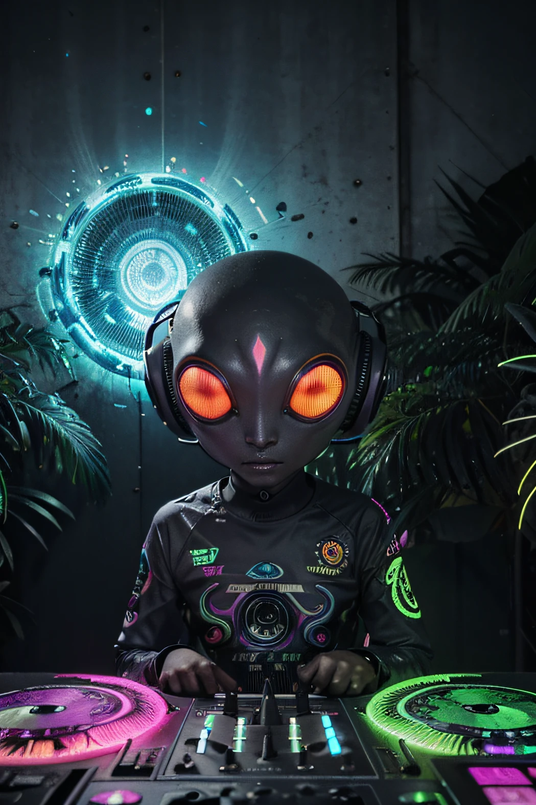 Papel de parede Alien gray DJ Psy Trance, ciborgue, Hiperealista, Stimulus to Art, cores ...