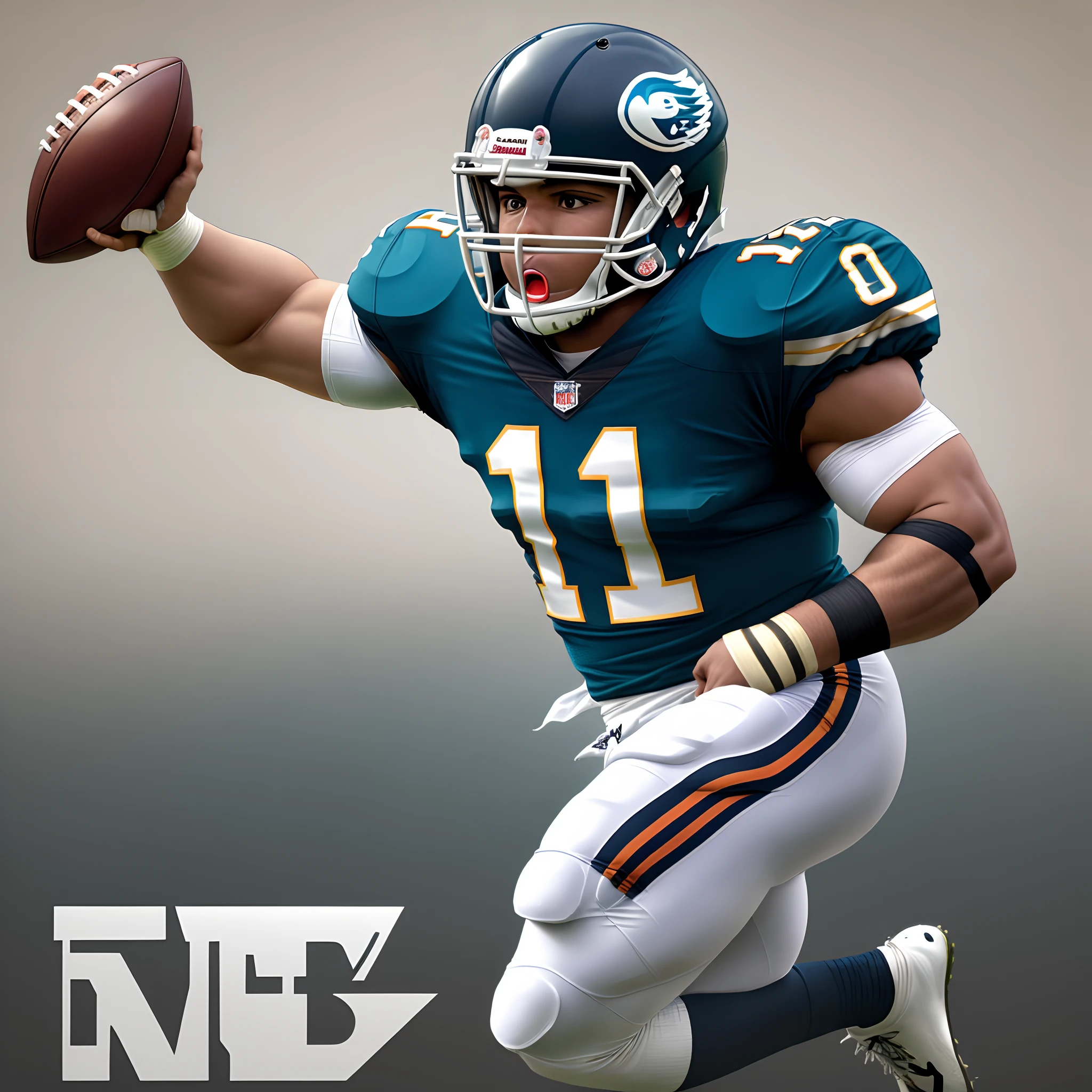 Arafed image of a football player running with a football - SeaArt AI