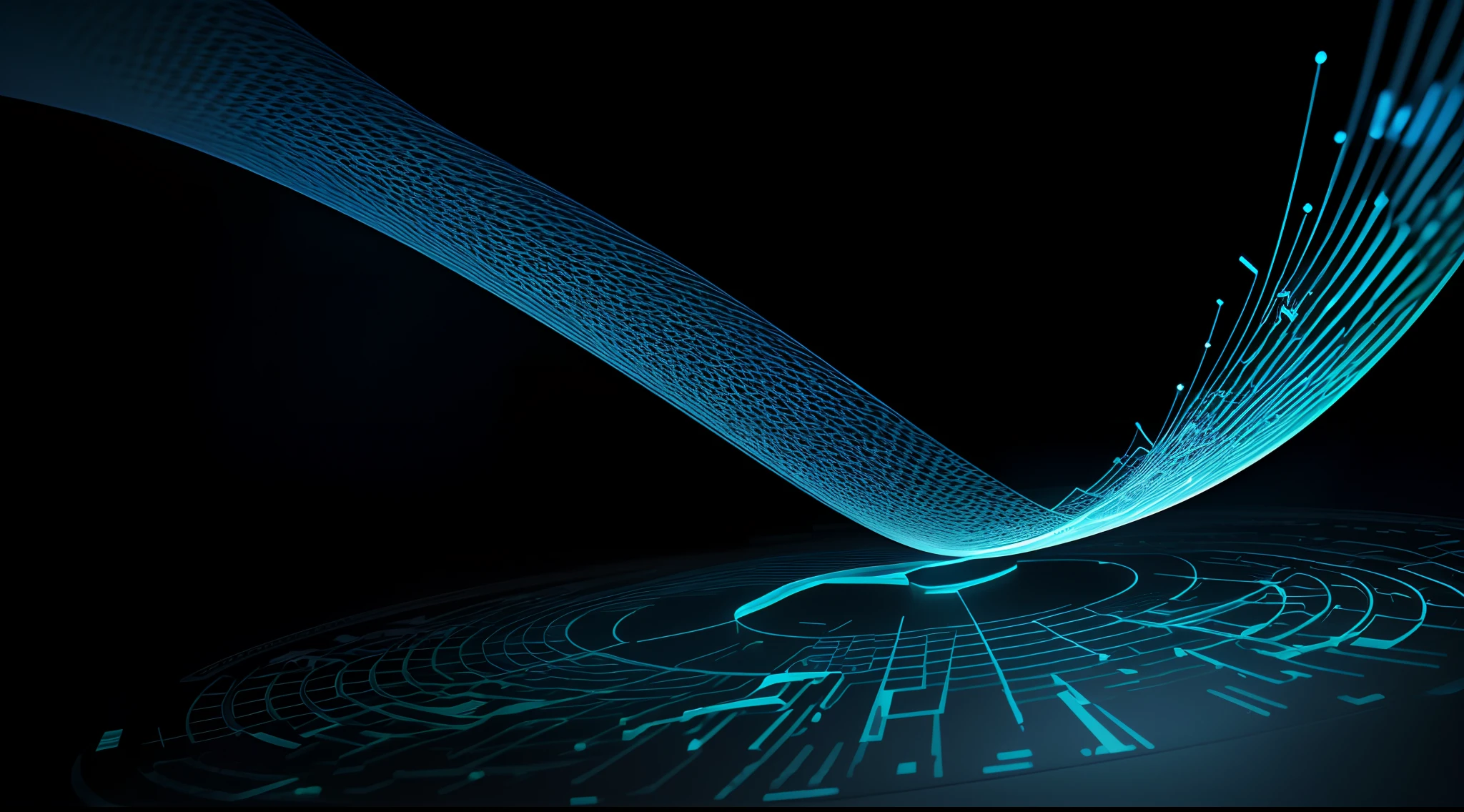 A close up of a computer screen with a curved design - SeaArt AI