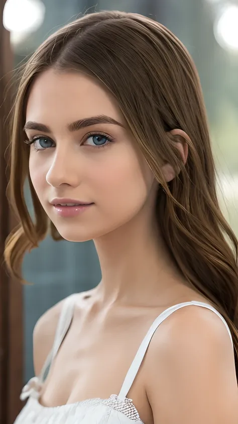 A Realistic Photo Of A 20 Year Old Girl Extremely Beautiful Cute Face Brunette