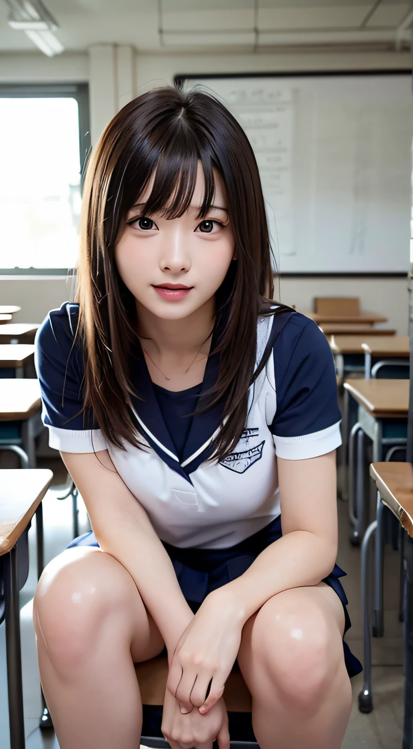 Arafed Asian Woman Sitting On A Chair In A Classroom Seaart Ai