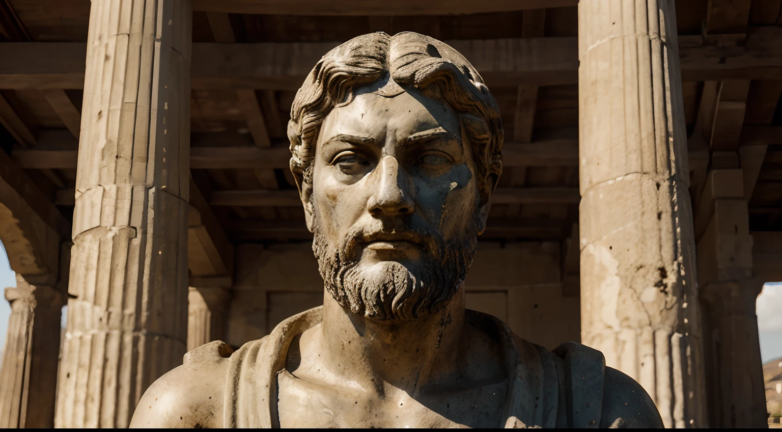 A close up of a statue of a man with a beard - SeaArt AI