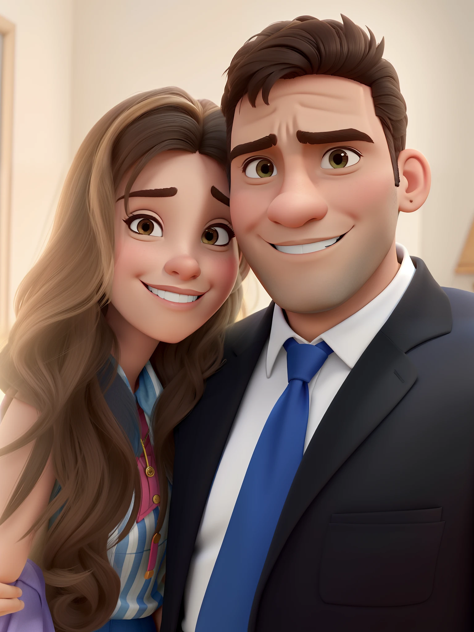 un primer plano de un personaje de dibujos animados abrazando a una mujer - SeaArt AI