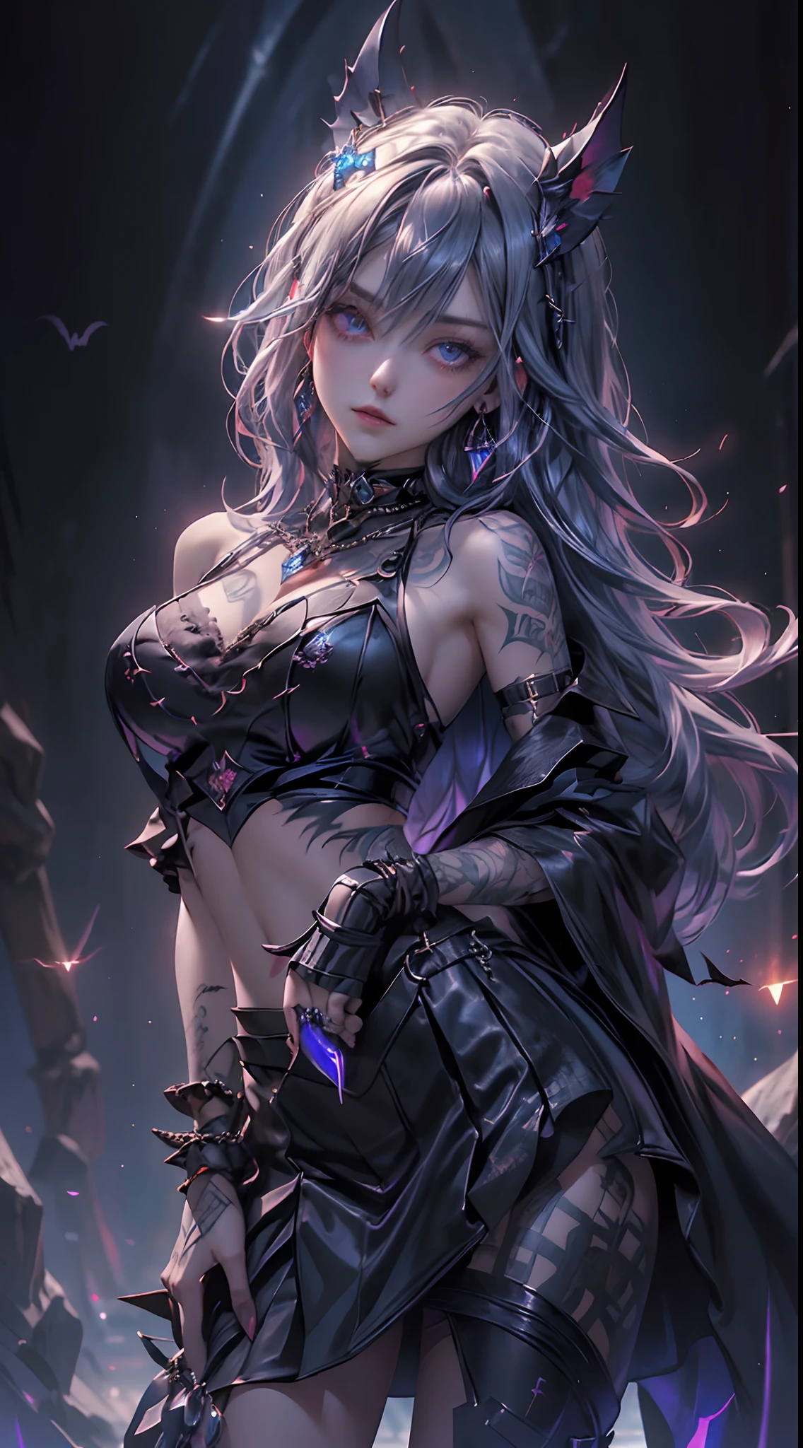A Woman In A Black Outfit With Horns And A Sword Seaart Ai