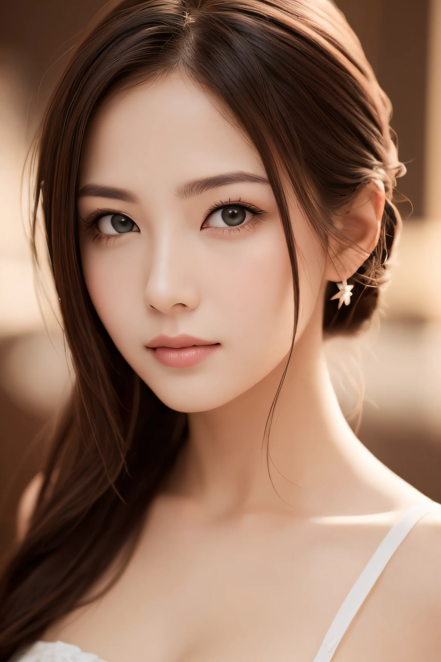 A Woman With Long Hair And A White Bra Top Posing For A Picture Seaart Ai