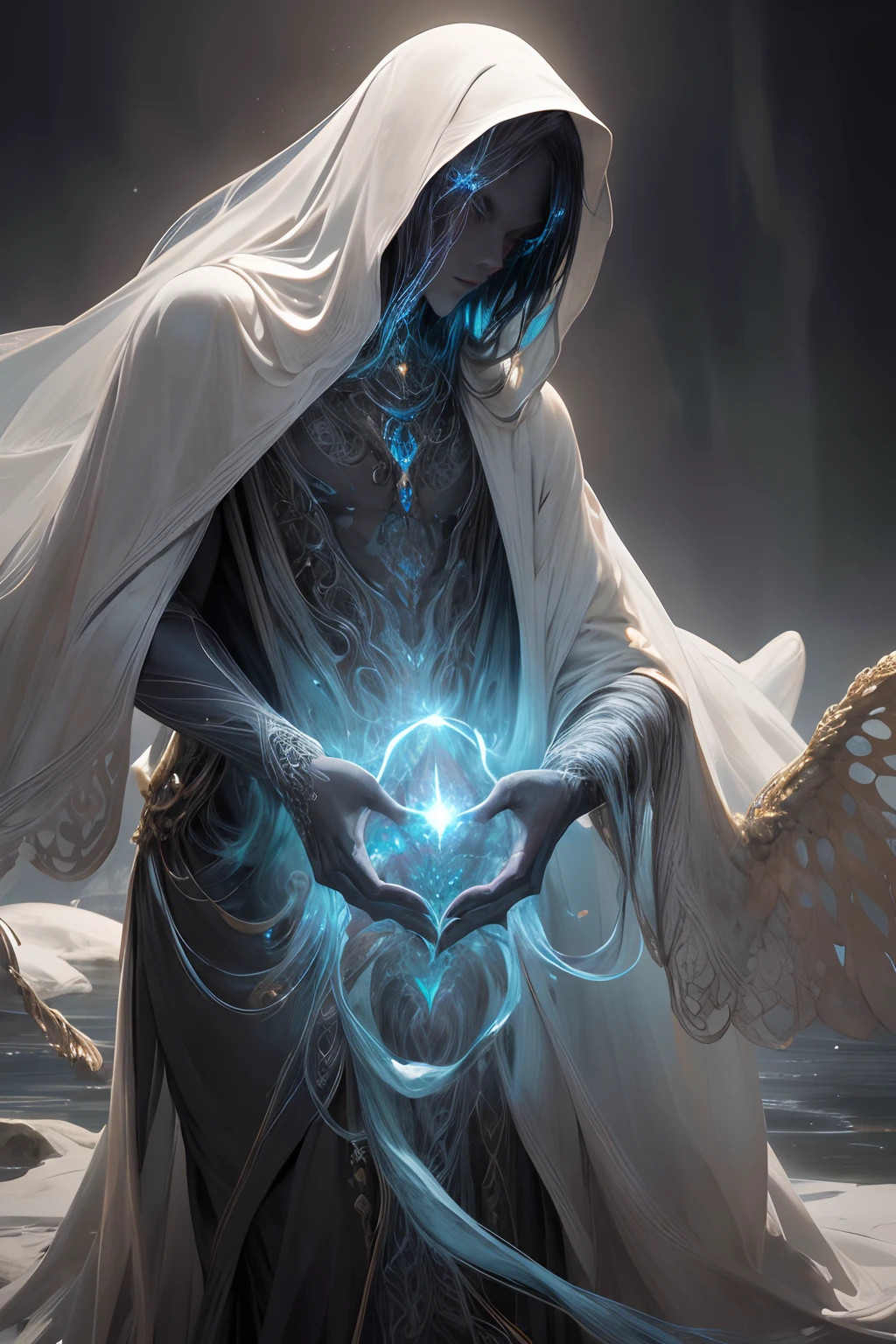 A hidden form of a mysterious figure (best quality,ultra-detailed,realistic:1.37),emerged from ...