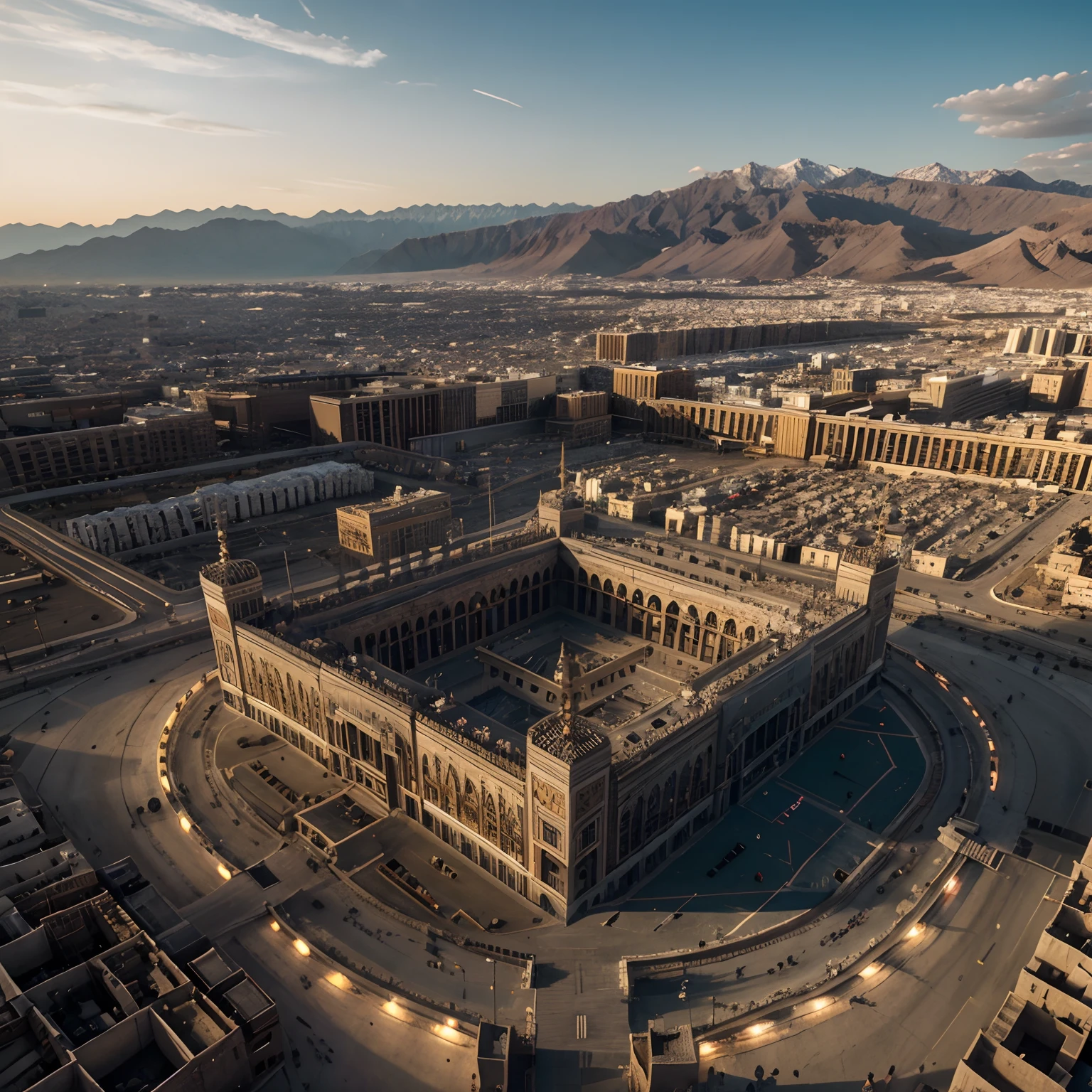 Arafed view of a large building with a clock tower in the middle of a city - SeaArt AI