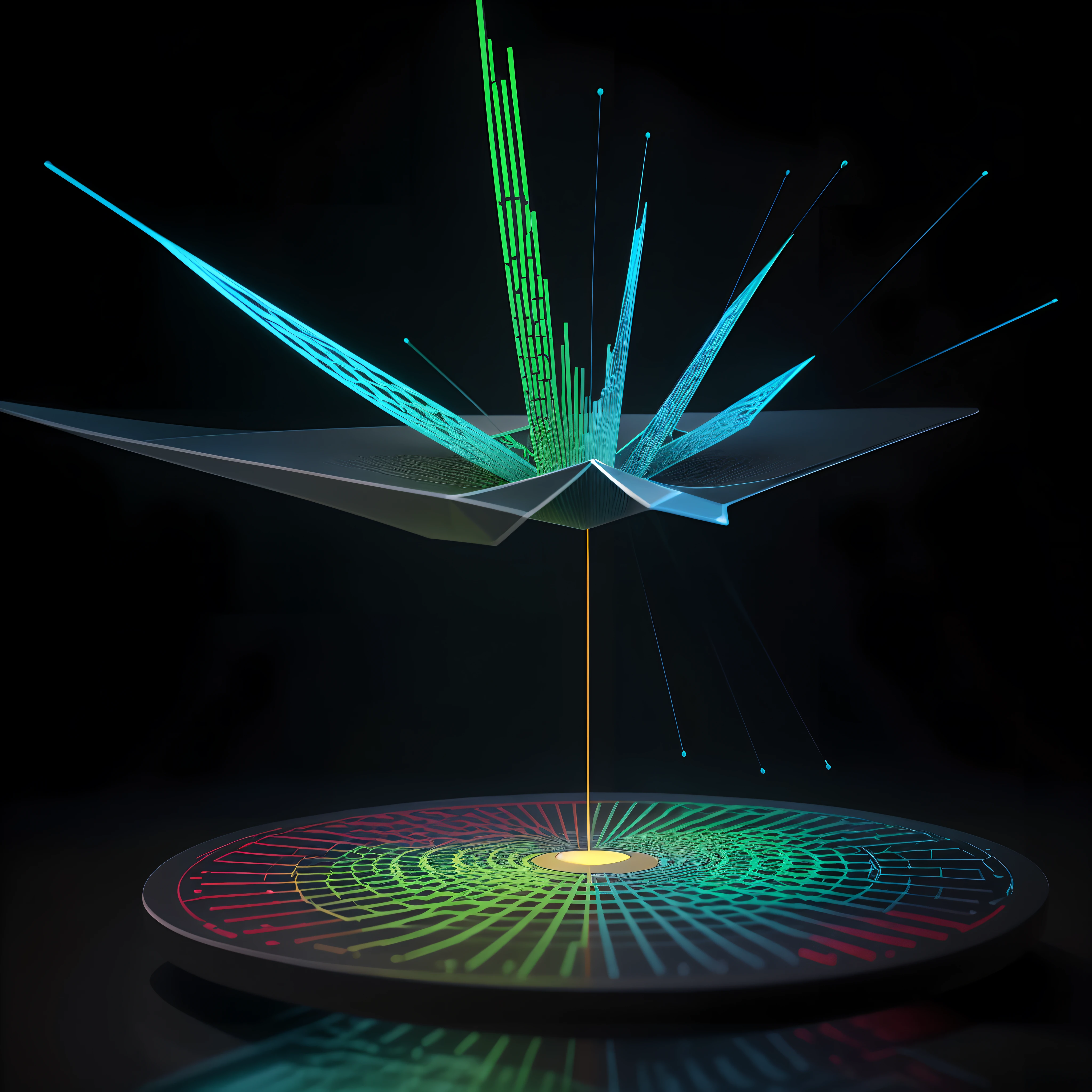 A close up of a colorful object on a black surface - SeaArt AI