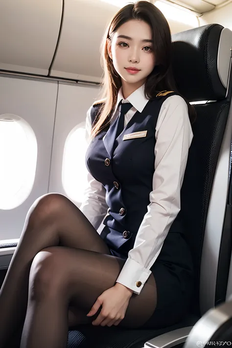 Sexy woman in stewardess uniform、Ukrainian、Ukrainian goddess、jaw-dropping beauty、Wear ultra ...