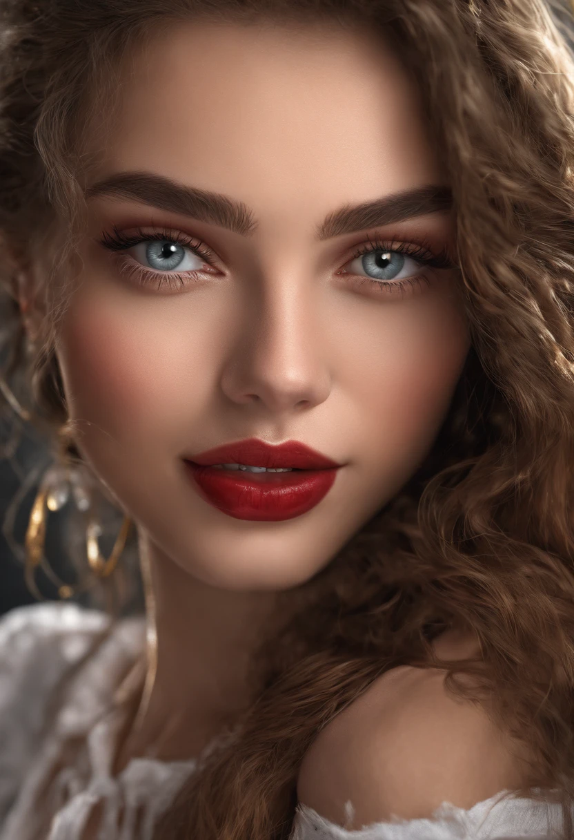 A close up of a woman with long hair and red lipstick - SeaArt AI