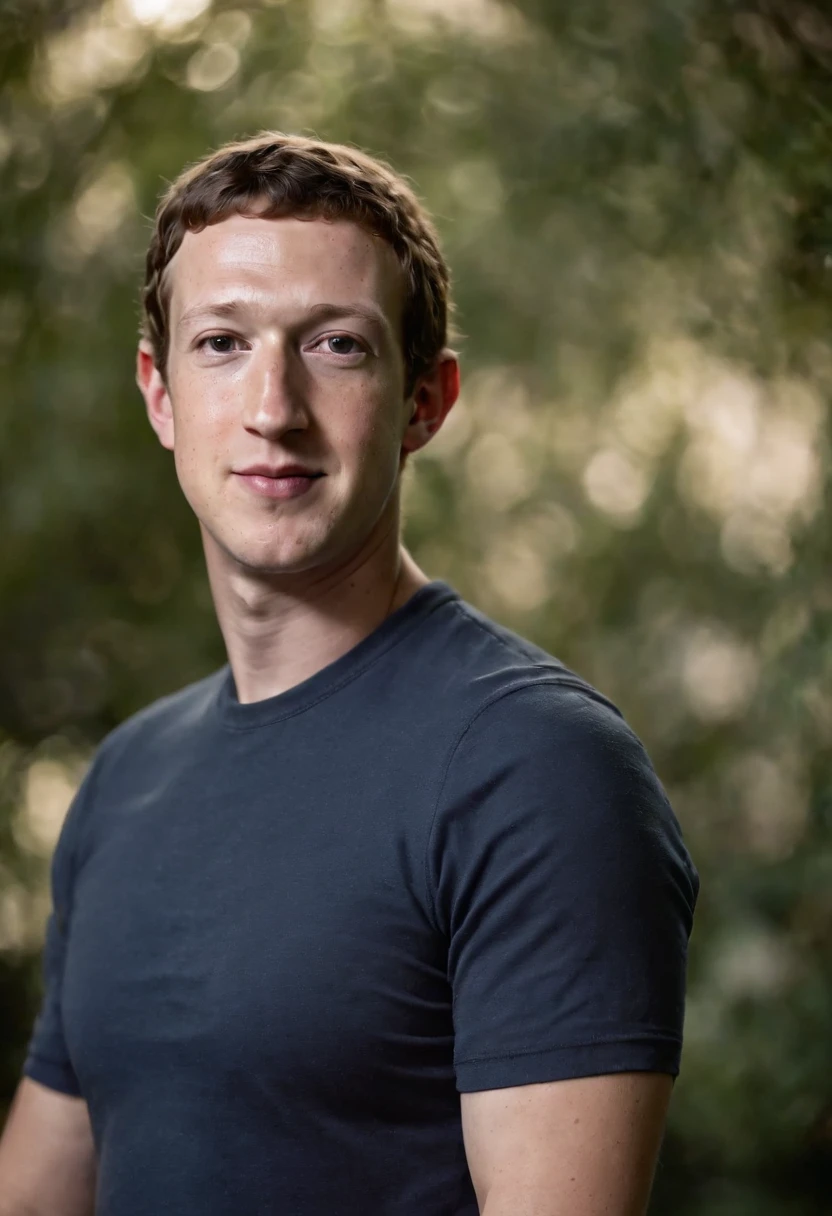 Arafed man in a blue shirt standing in front of a forest - SeaArt AI