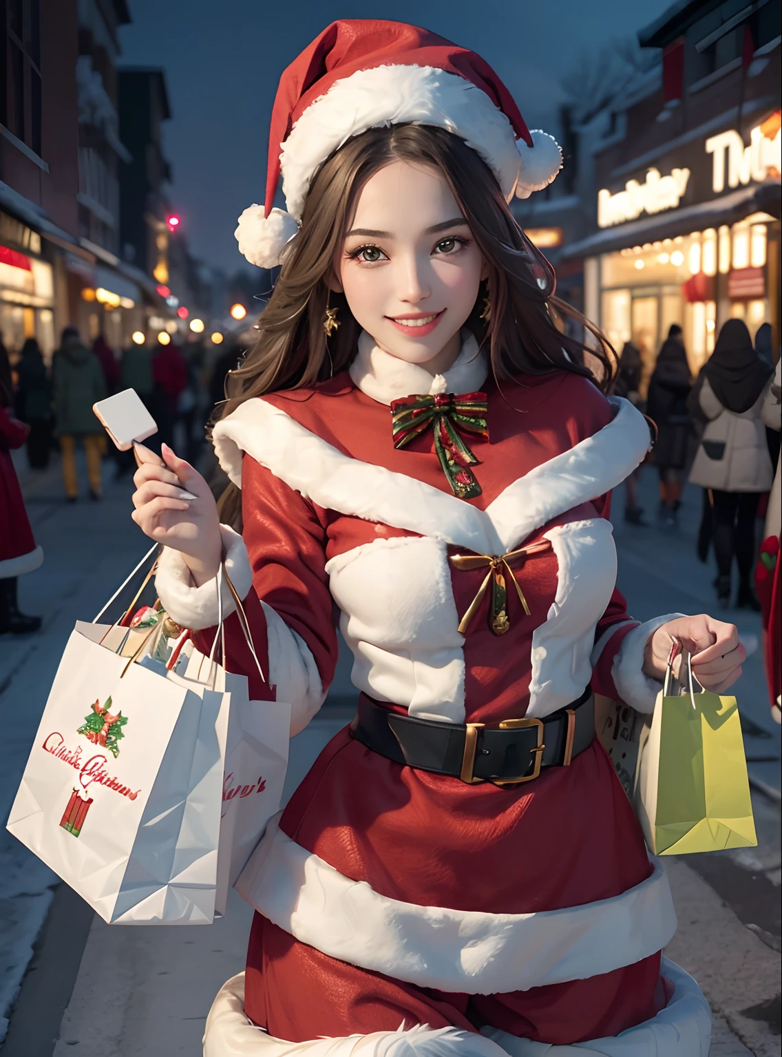 Araffe dressed in santa claus costume walking down a street - SeaArt AI
