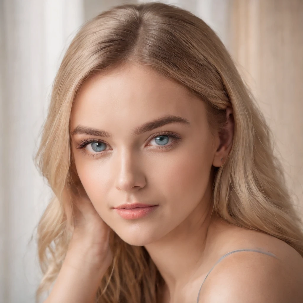 Un primer plano de una mujer con cabello largo y rubio y ojos azules - SeaArt AI