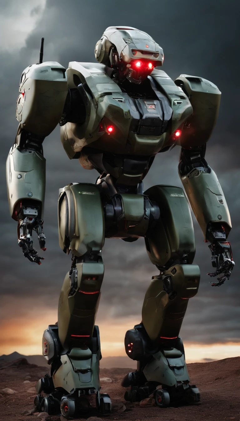 A close up of a robot standing on a desert surface - SeaArt AI