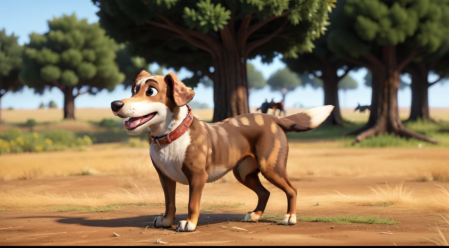 There is a dog that is standing in the dirt - SeaArt AI