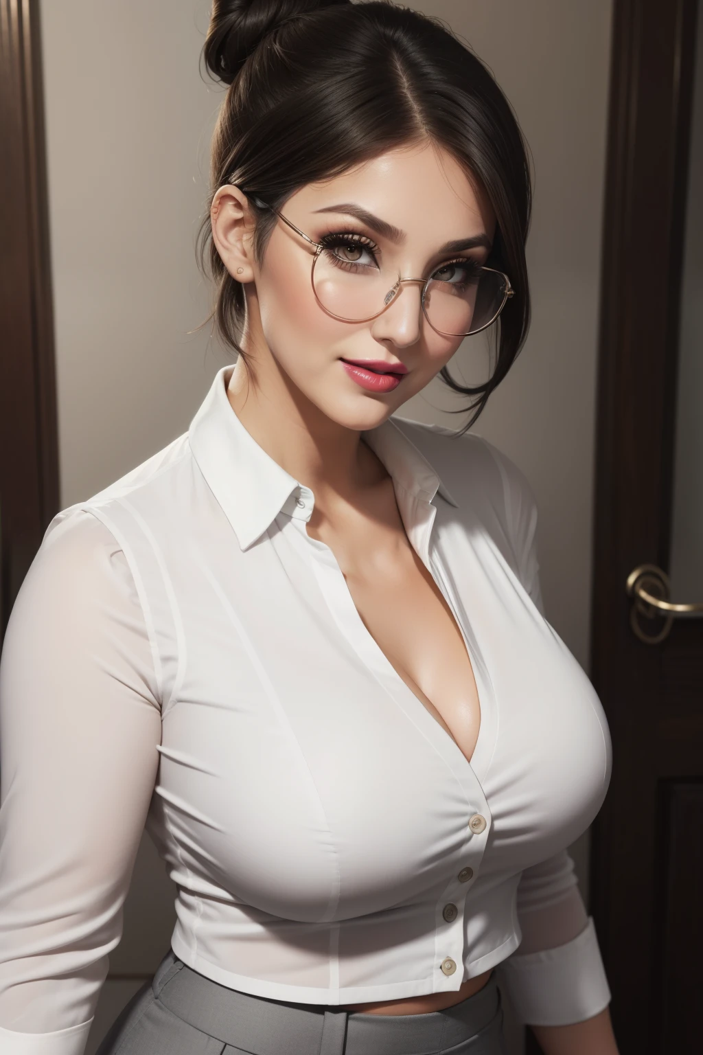 lucy pinder, face portrait, smiling, ((very intense makeup)), ((bright Lipstick)) - SeaArt AI