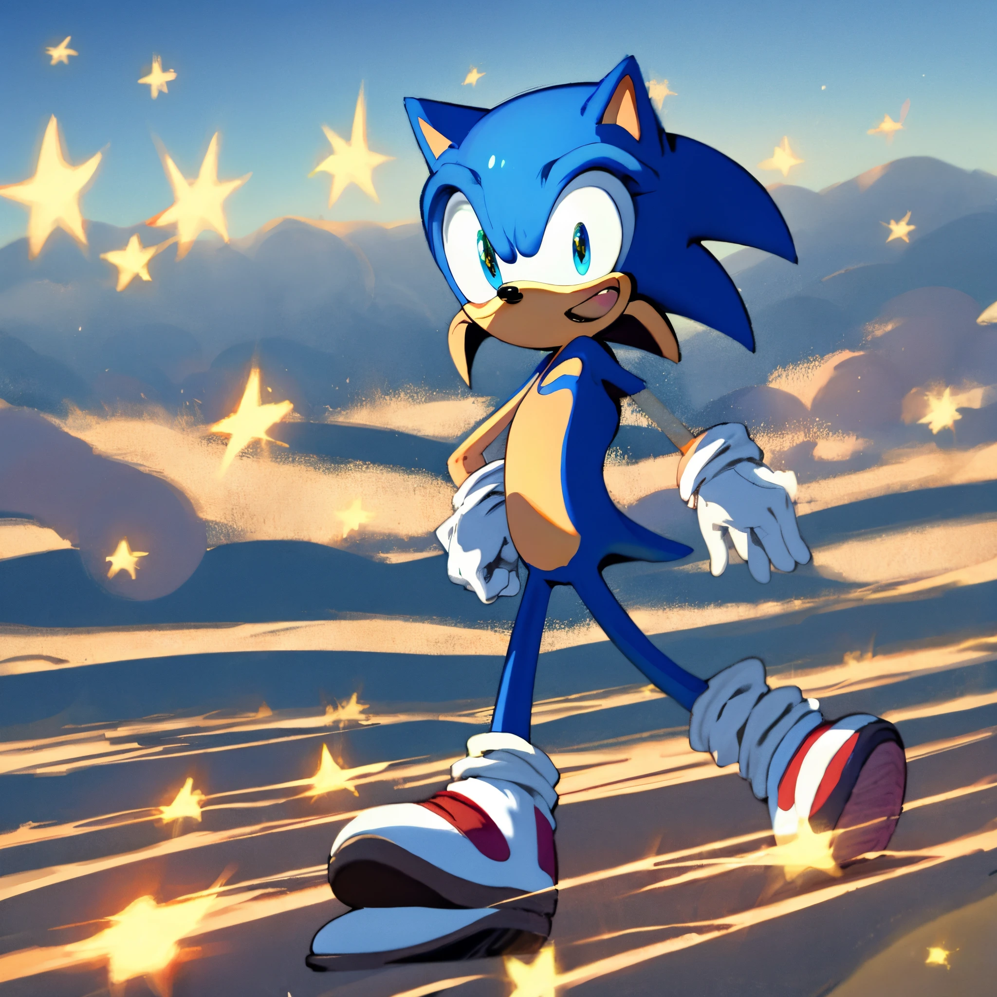 Sonic the hedgehog in the desert - SeaArt AI