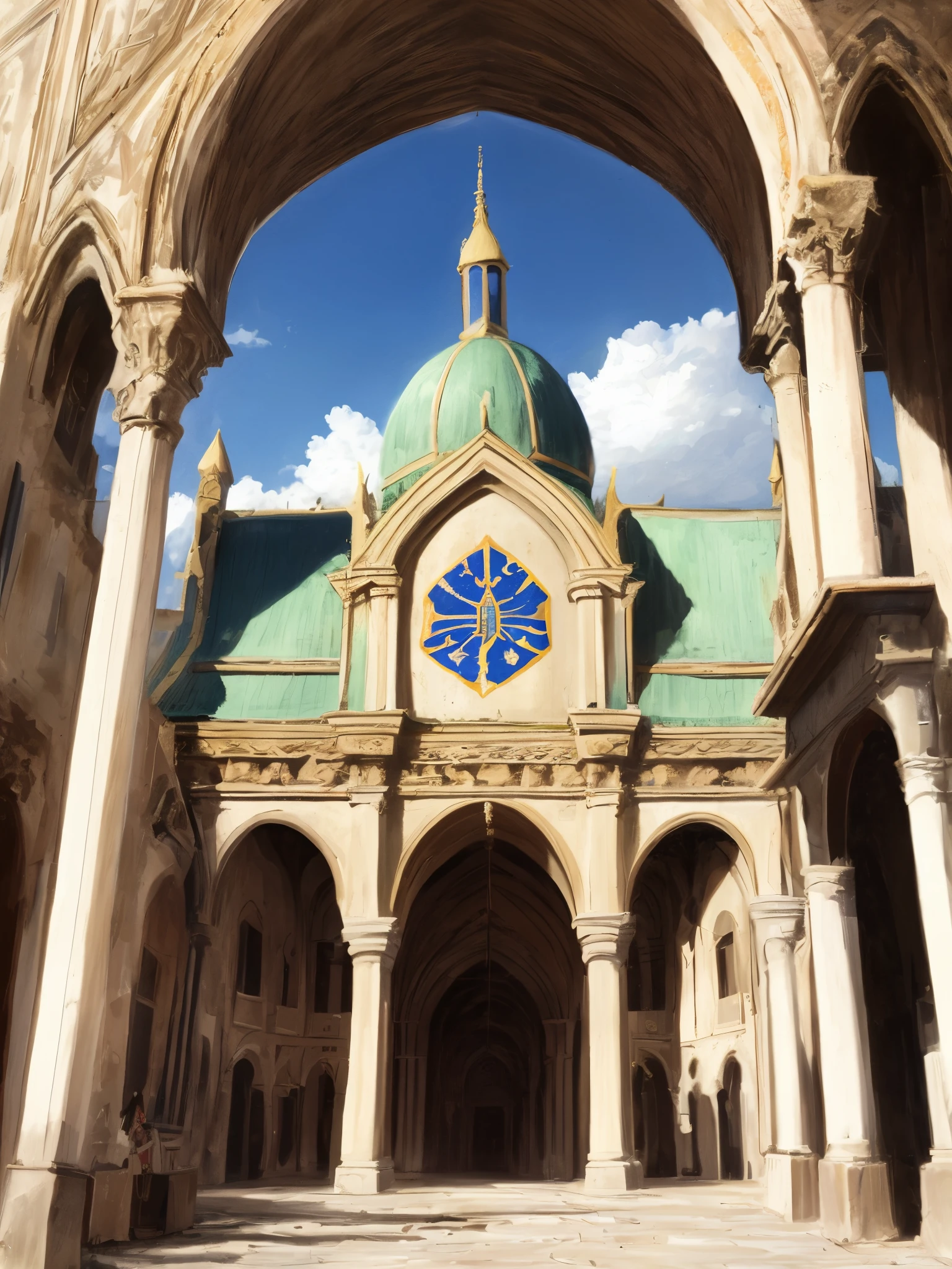 Arafed view of a building with a clock on the front of it - SeaArt AI