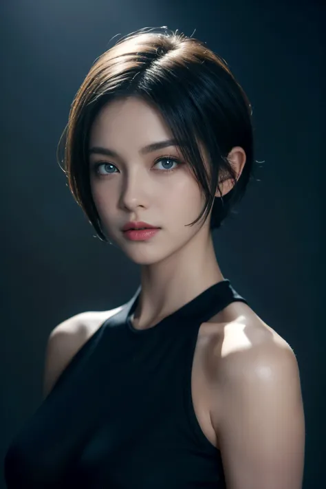 Skin Tight Black Top:1.2, Looking at Viewer, Cinematic lighting ...