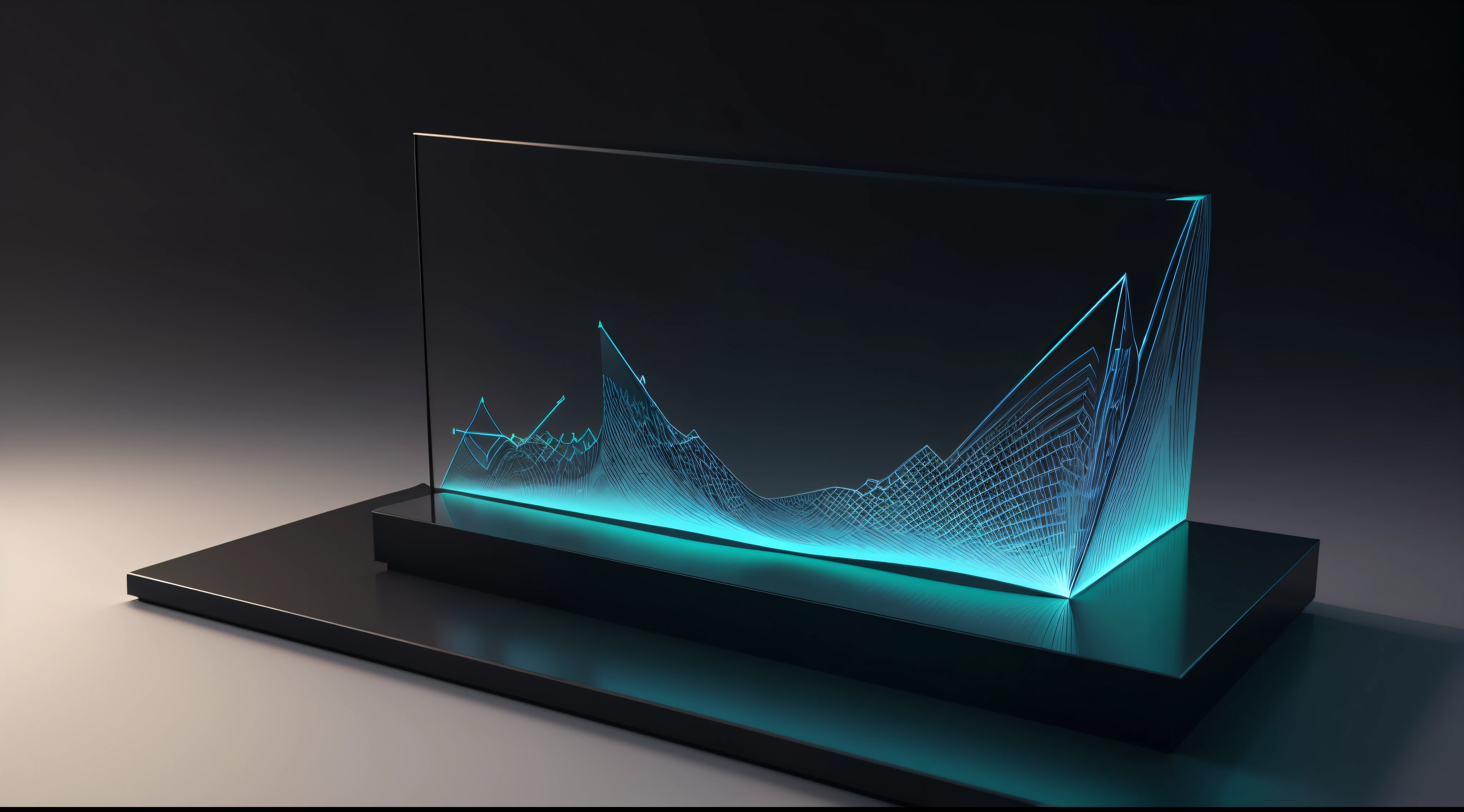 A close up of a glass sculpture with a blue light - SeaArt AI