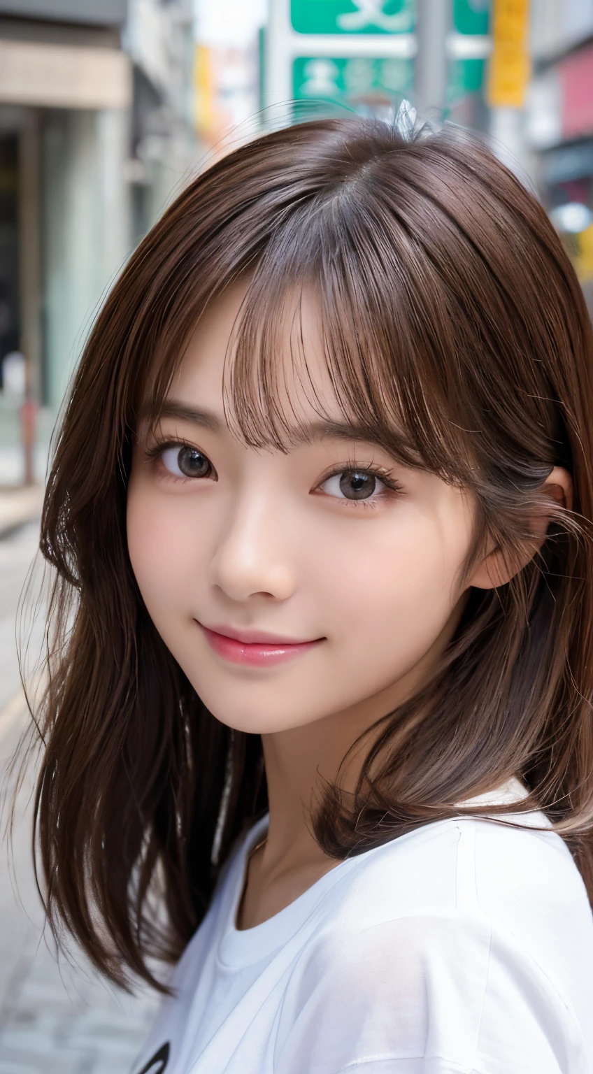 長い茶色の髪と白いシャツの女性 Seaart Ai