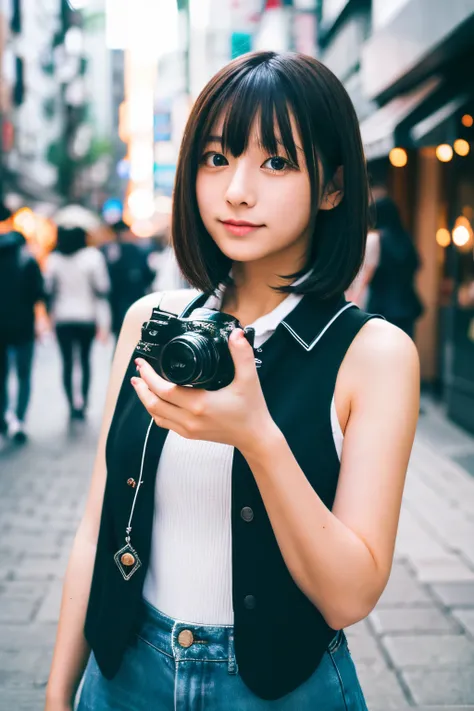 Top Quality8k Masterpiecearaphedo Woman Taking Photo With Camera In The City Dslr 5 0 Mm