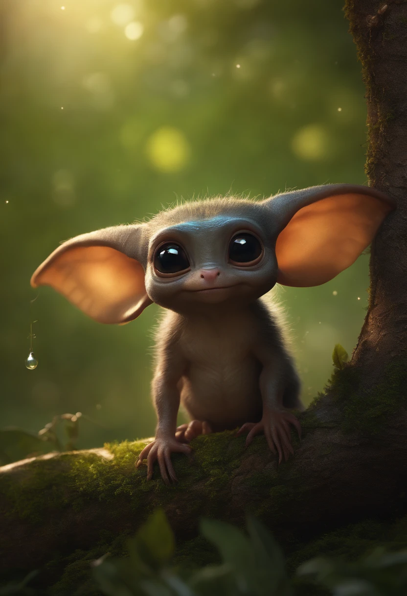 A close up of a small animal sitting on a tree branch - SeaArt AI