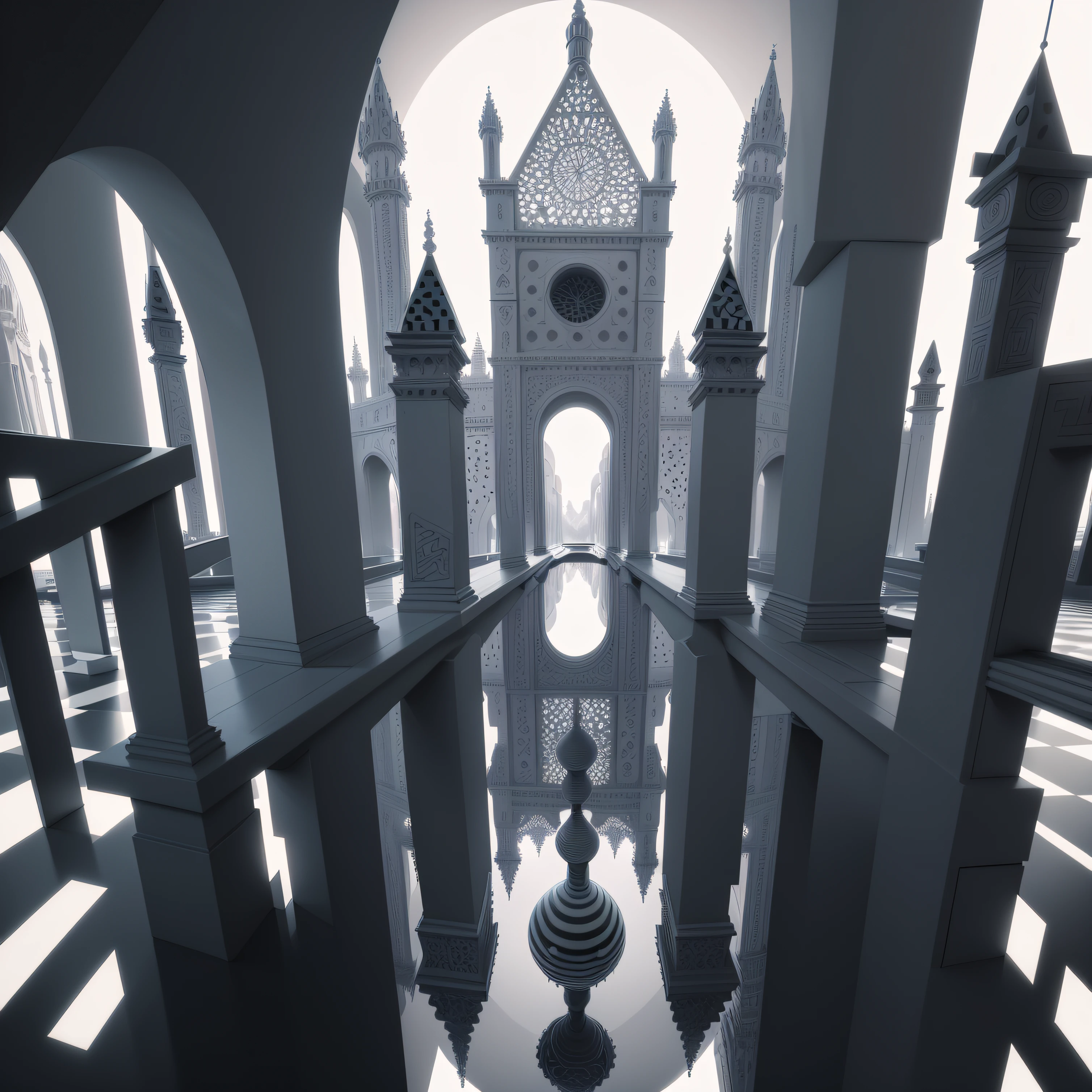 A view of a building with a clock tower in the middle of it - SeaArt AI