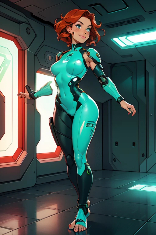 A beautiful, young, t cyborg woman, wearing skintight cybernetic technological - SeaArt AI