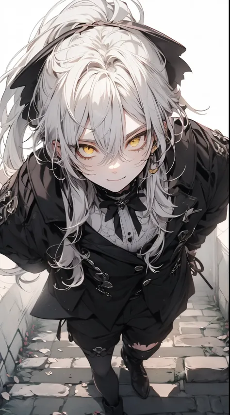 High quality, amount of drawing, pixiv illustration, Beautiful young man, White hair - SeaArt AI