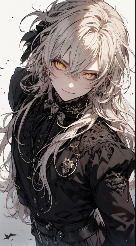 High quality, amount of drawing, pixiv illustration, Beautiful young man, White hair - SeaArt AI