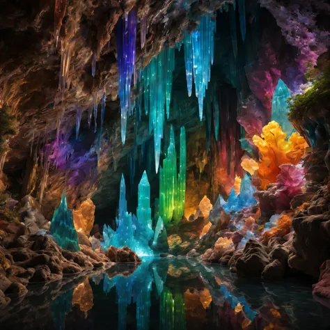 Rainbow Crystal Cave,Twinkle light,sparkling gemstones,aglow with ...