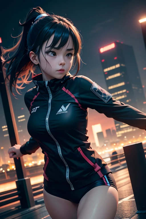 A girl running on the rooftop at night, Tokyo rooftop as the background - SeaArt AI