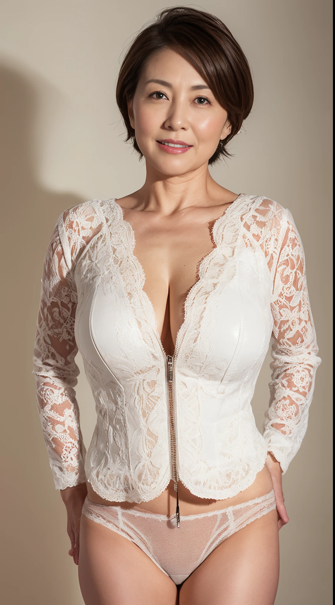 Remove Background, gravure, facing front, ((wearing leather underwear))Fancy makeup, from the ...