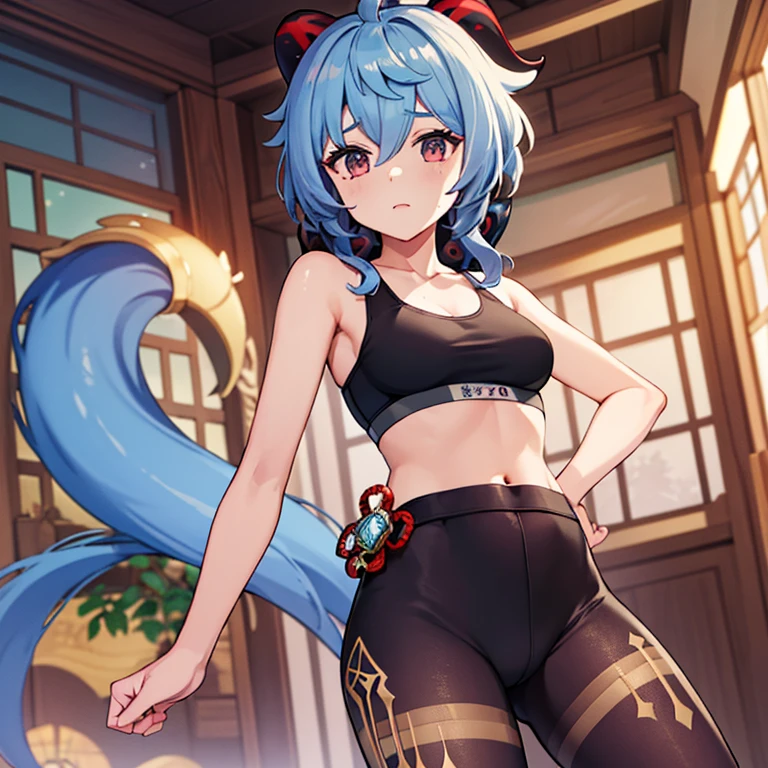 (((Ganyu from genshin impact))), (small breasts), (Sports bra - SeaArt AI