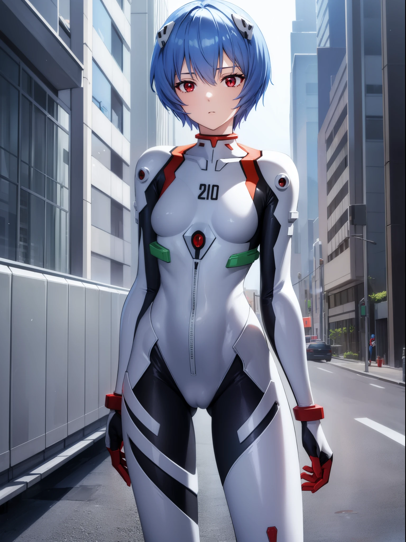 reiayanami, Rei Ayanami, Blue hair, Short hair, (Red Eyes:1.5) - SeaArt AI