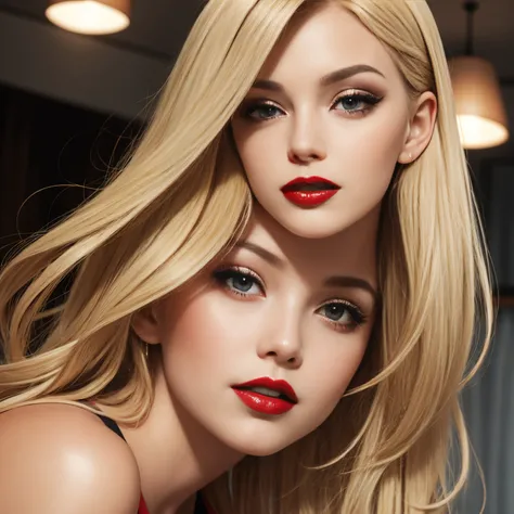 Blonde red lipstick tonque - SeaArt AI
