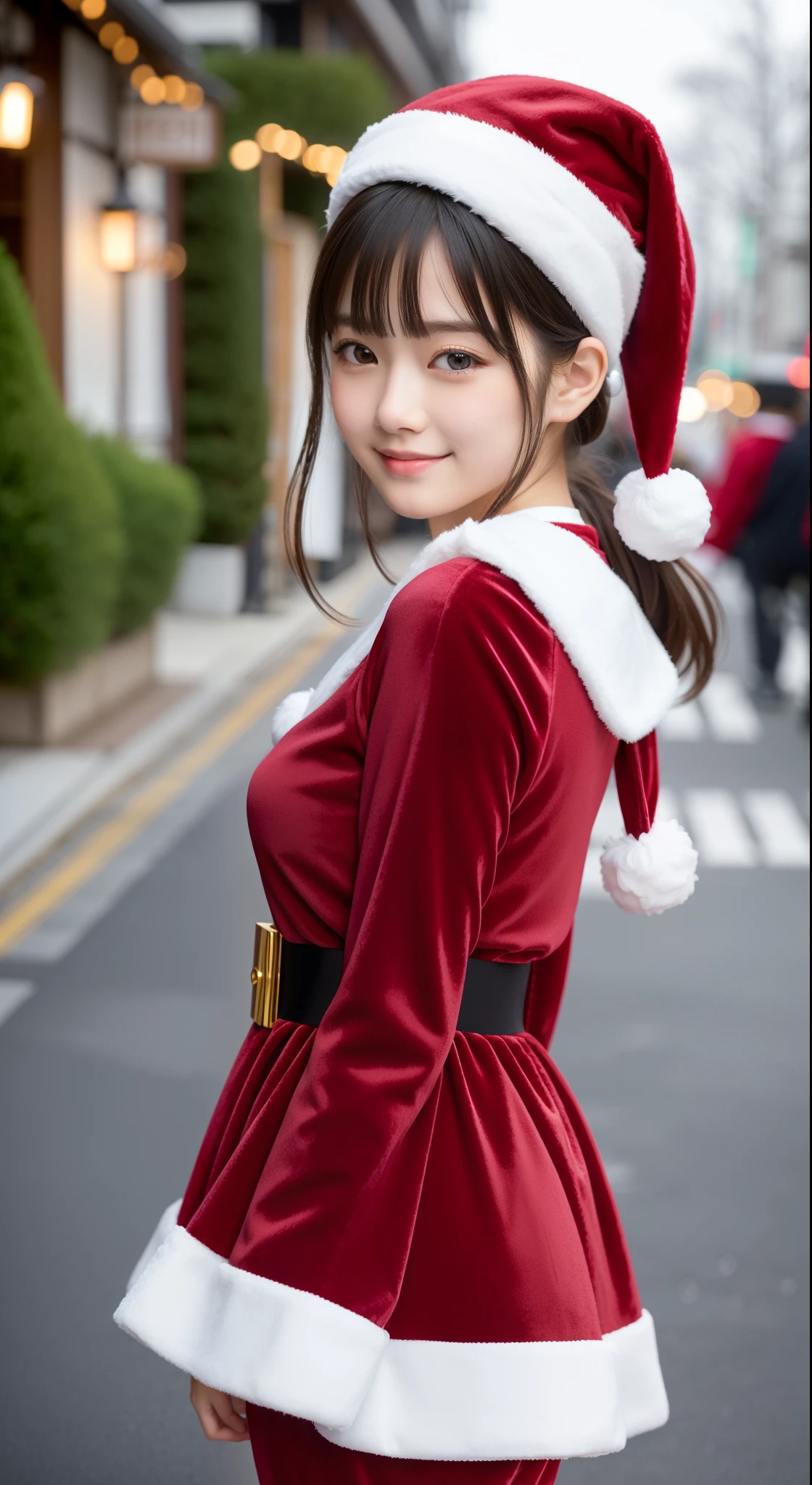 Araffe dressed in a santa claus outfit on a street - SeaArt AI