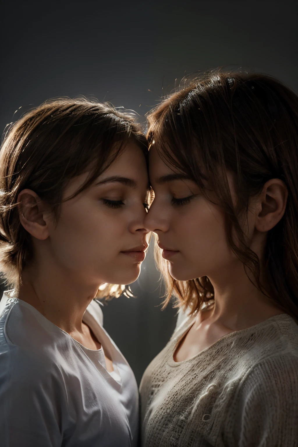 Two women are standing close together and looking at each other - SeaArt AI