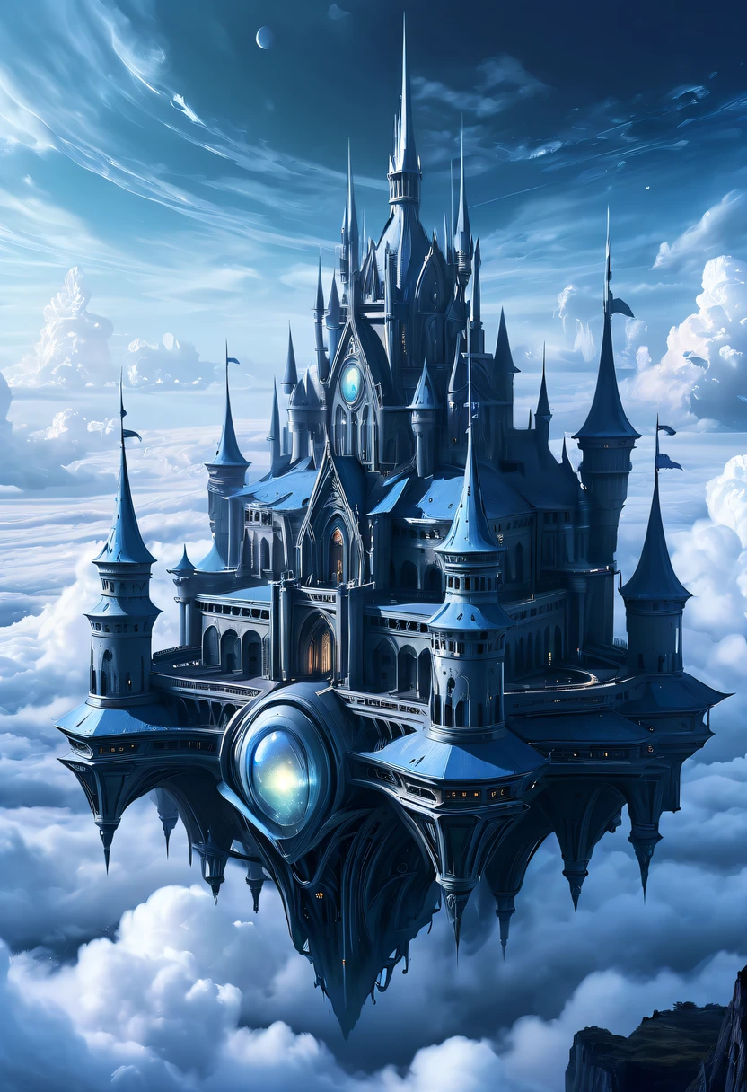 A large castle in the sky with a clock tower - SeaArt AI