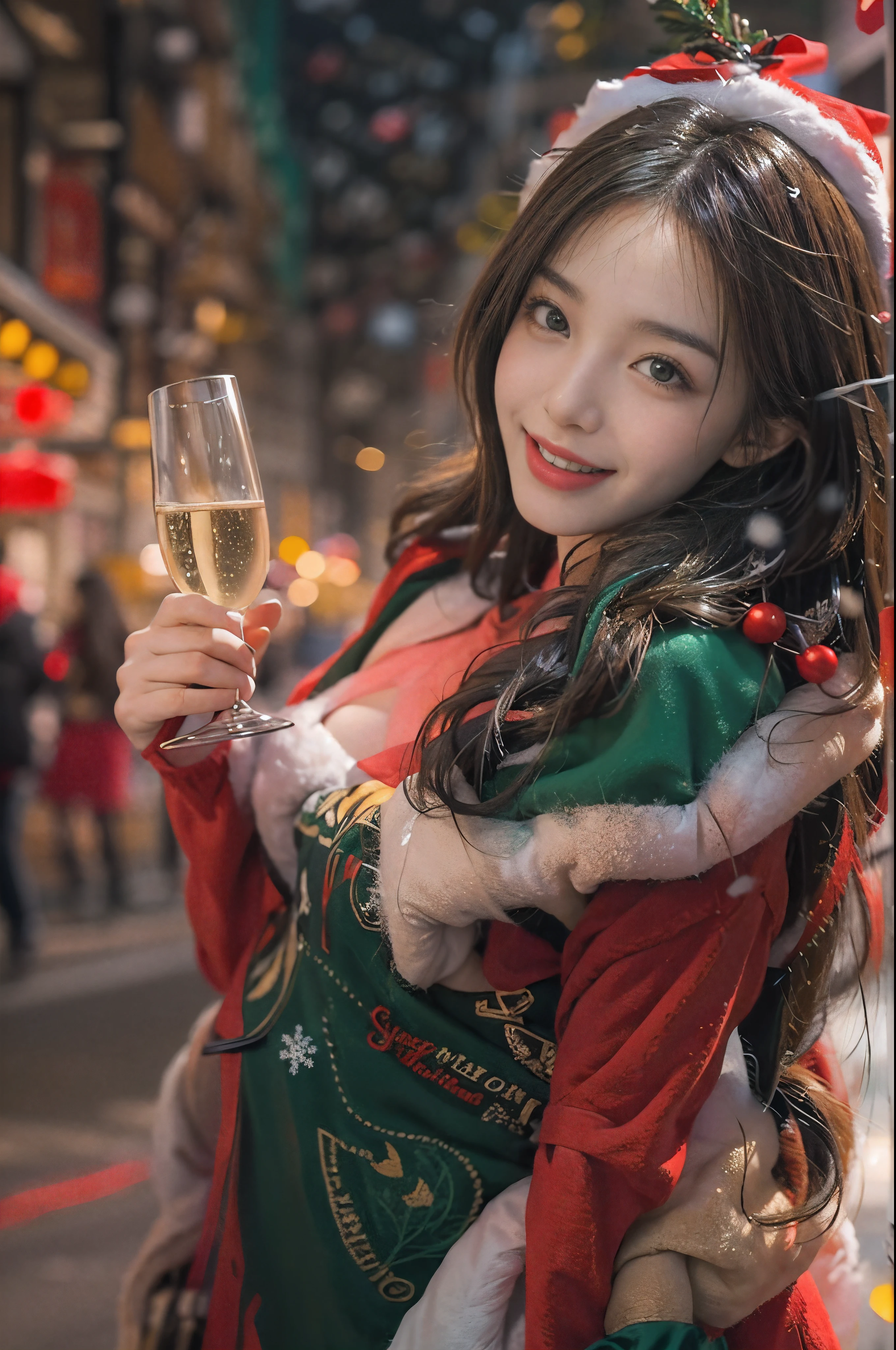 Araffe dressed in a santa claus outfit holding a glass of wine - SeaArt AI