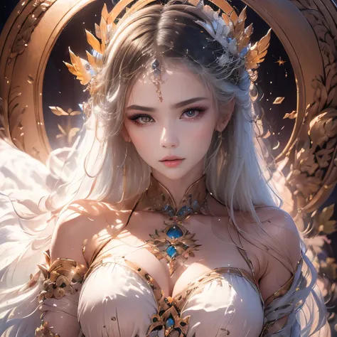 Calidad de imagen superior、 obra maestra、Iluminación ligera、Cara al detalle、La mujer ángel es ...