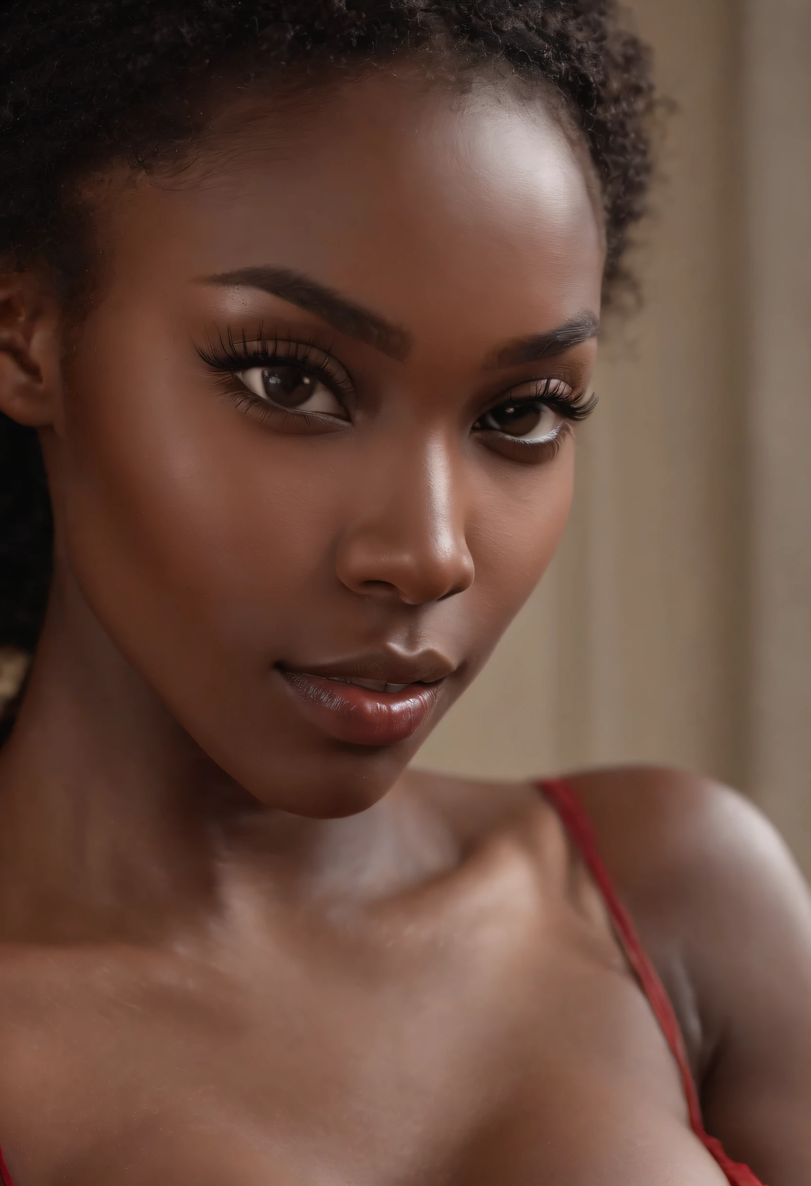 A close up of a woman in a red bra top - SeaArt AI