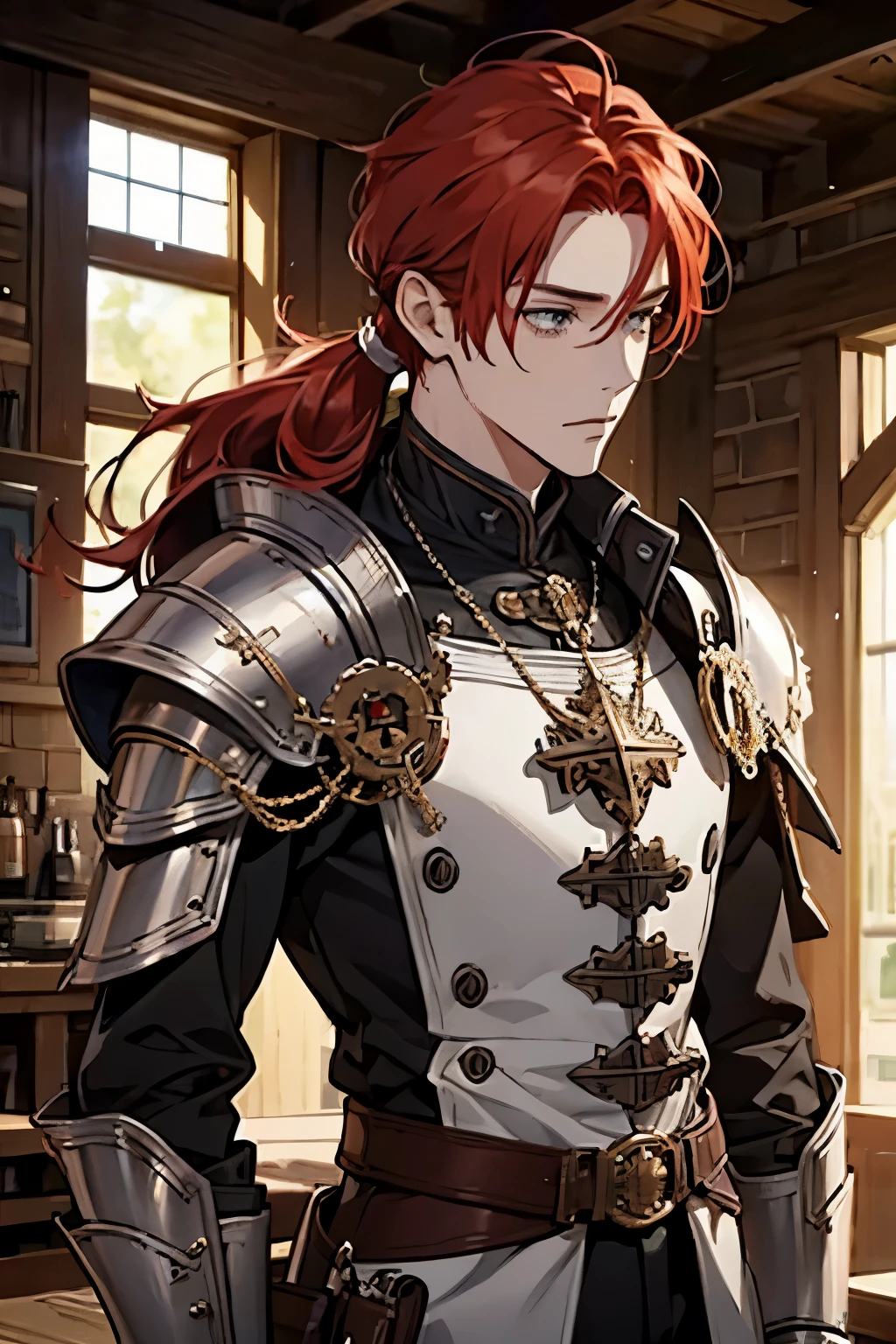 Anime - style image of a man in armor standing in a room - SeaArt AI